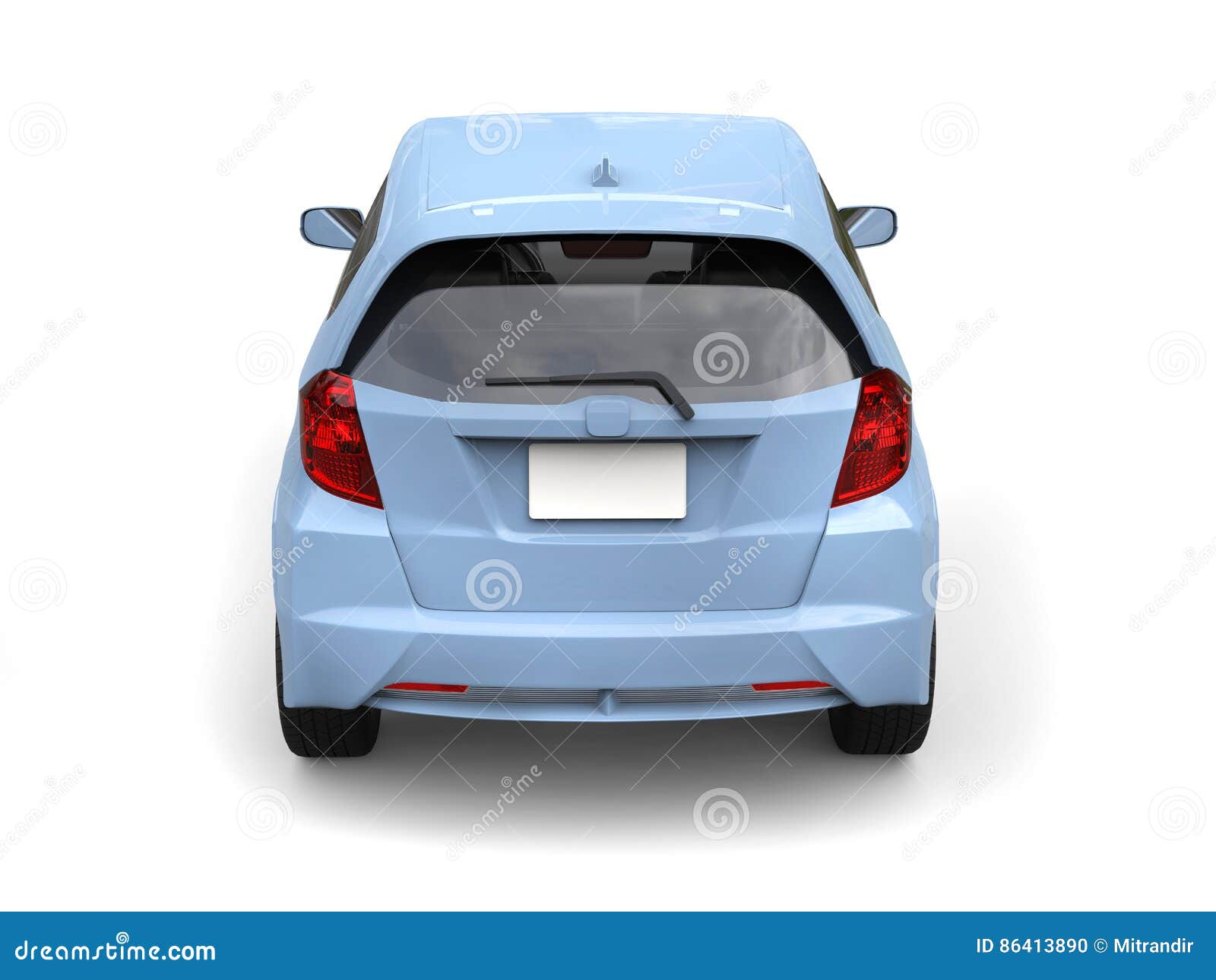 Bright Blue Modern Compact Car - Back View Stock Illustration ...