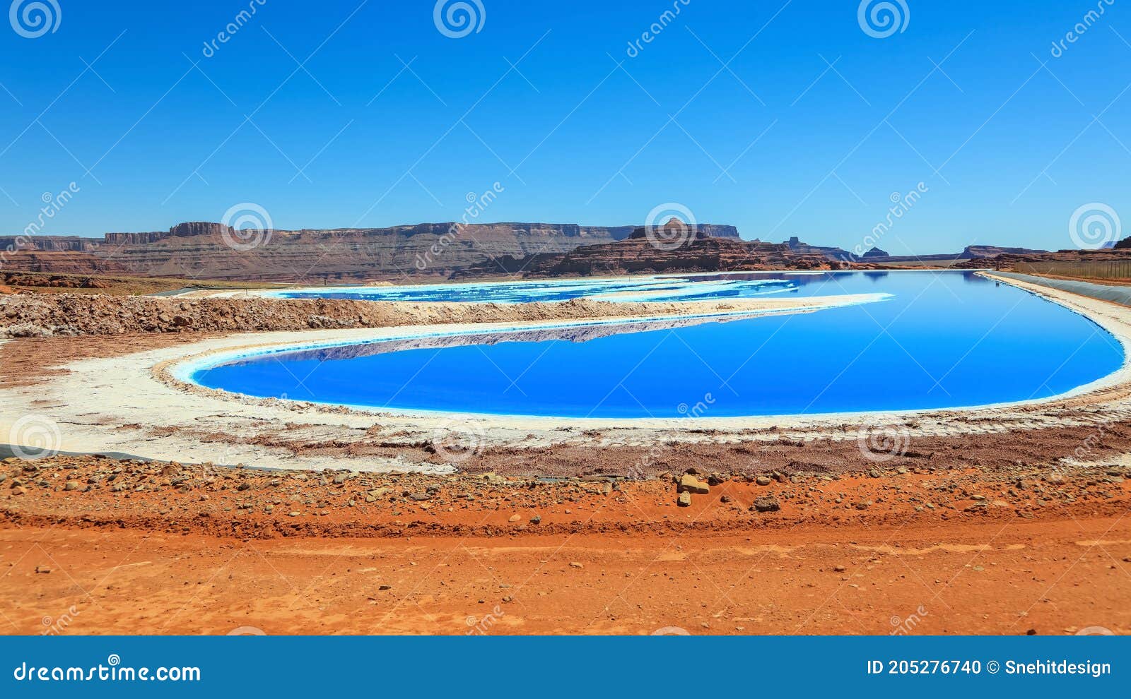 Bright Blue Potash Pond in Utah Desert Stock Photo - Image of four ...