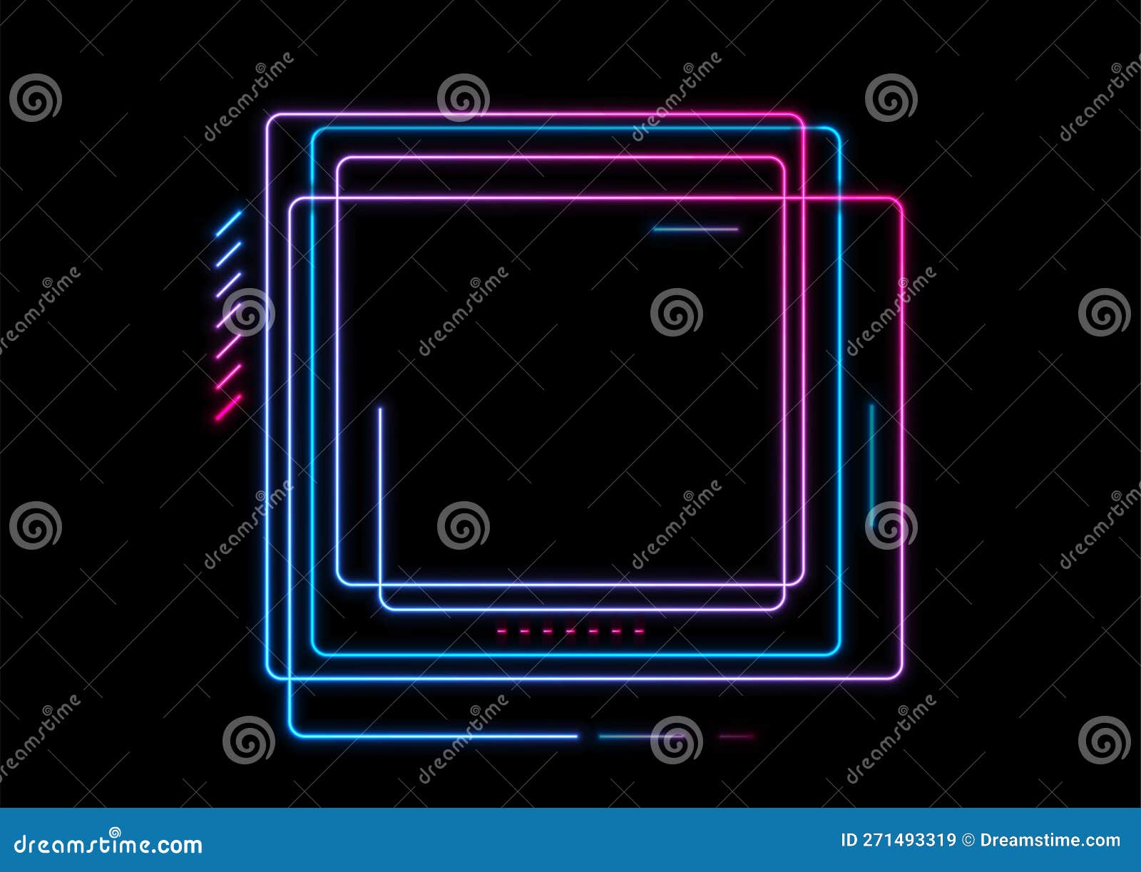 Bright Blue Purple Neon Square Frame Abstract Background Stock Vector ...