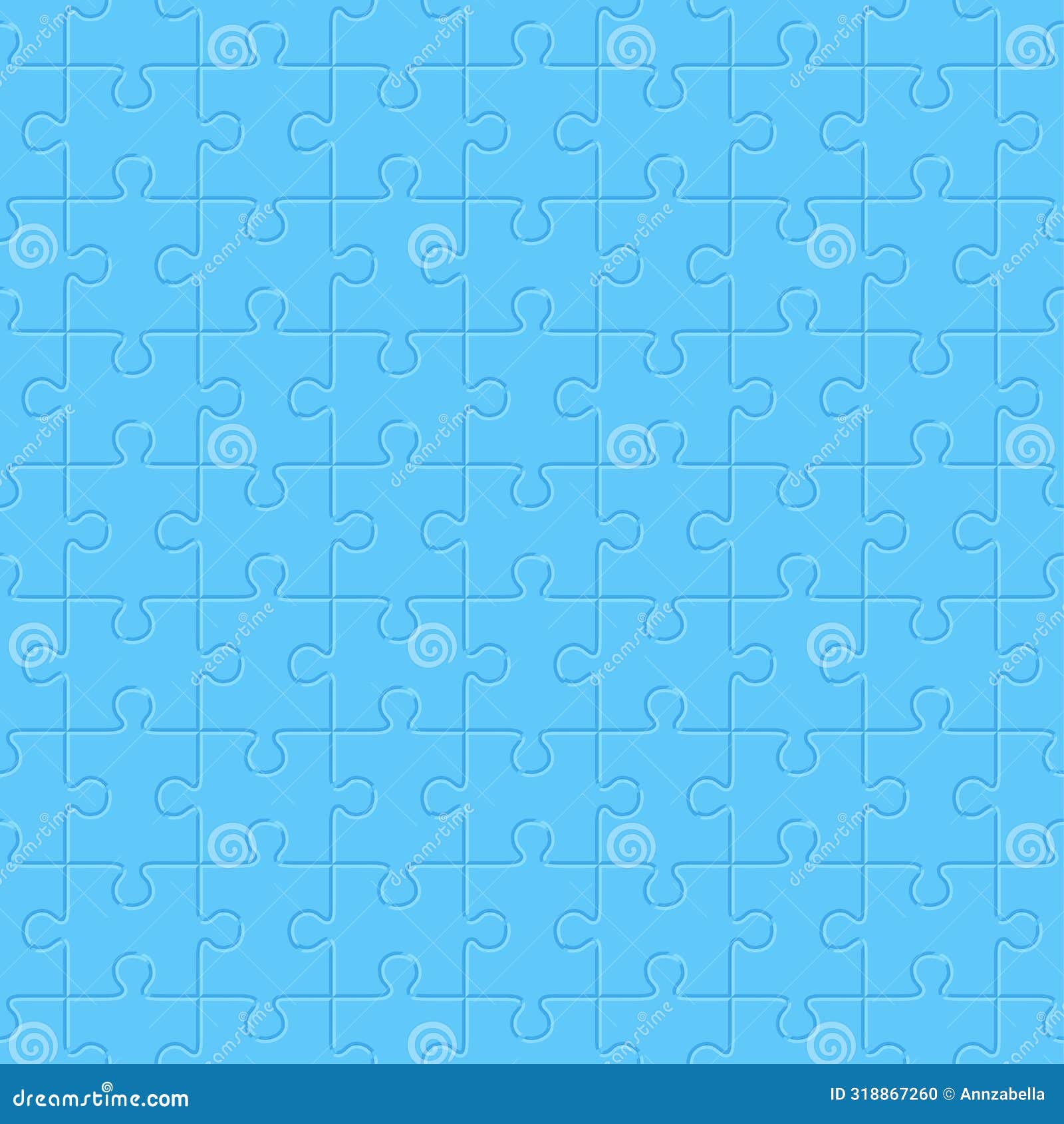 Bright Blue Puzzle Pieces Seamless Pattern, Vector Flat Style ...