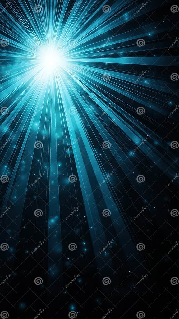 Bright Blue Radial Light Pattern with Sparkling Effects and Dark ...