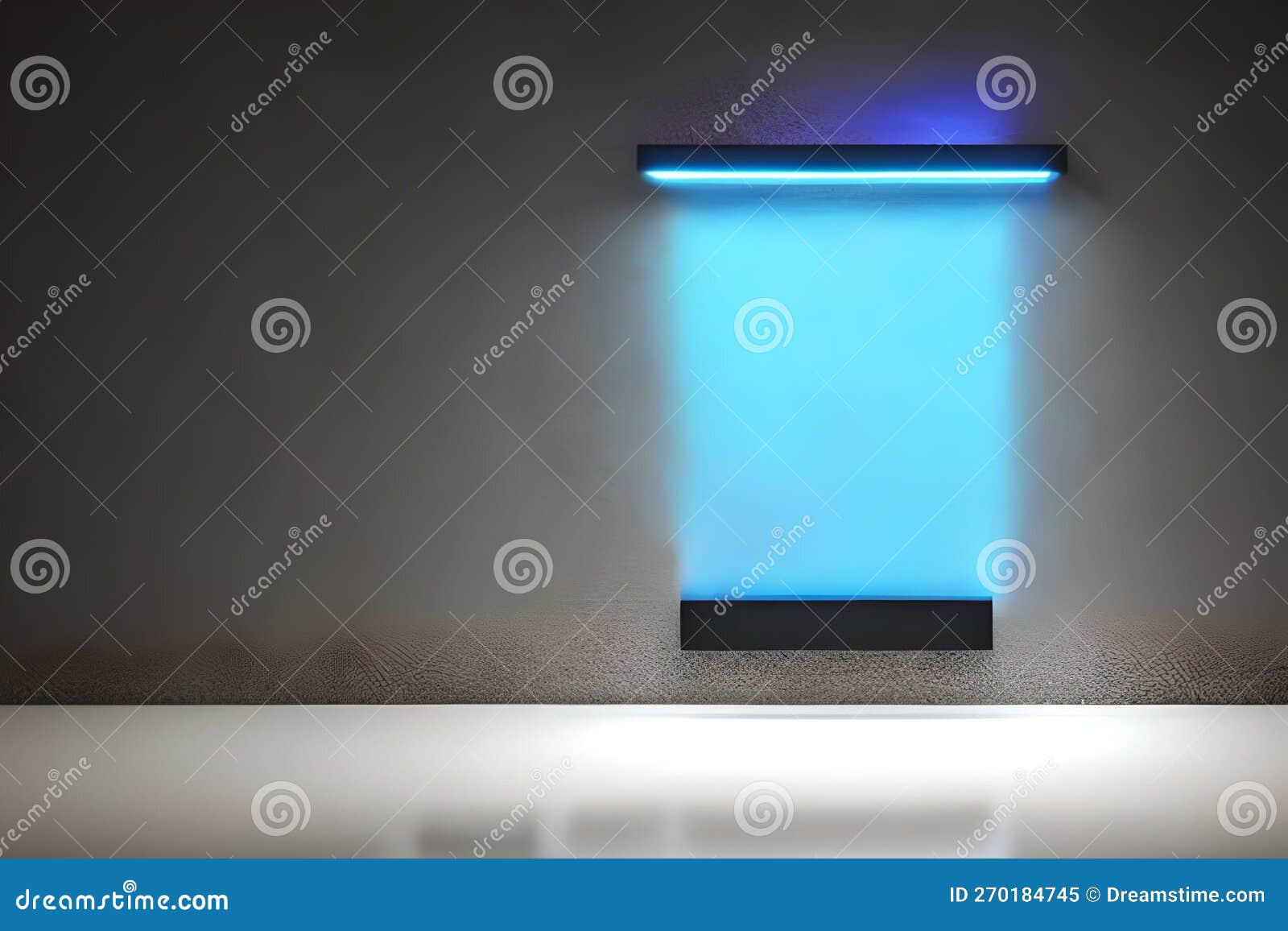 Bright Blue Rectangle Neon at the Wall Backdrop and Background Stock ...