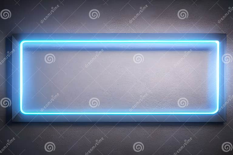 Bright Blue Rectangle Neon at the Wall Backdrop and Background Stock ...
