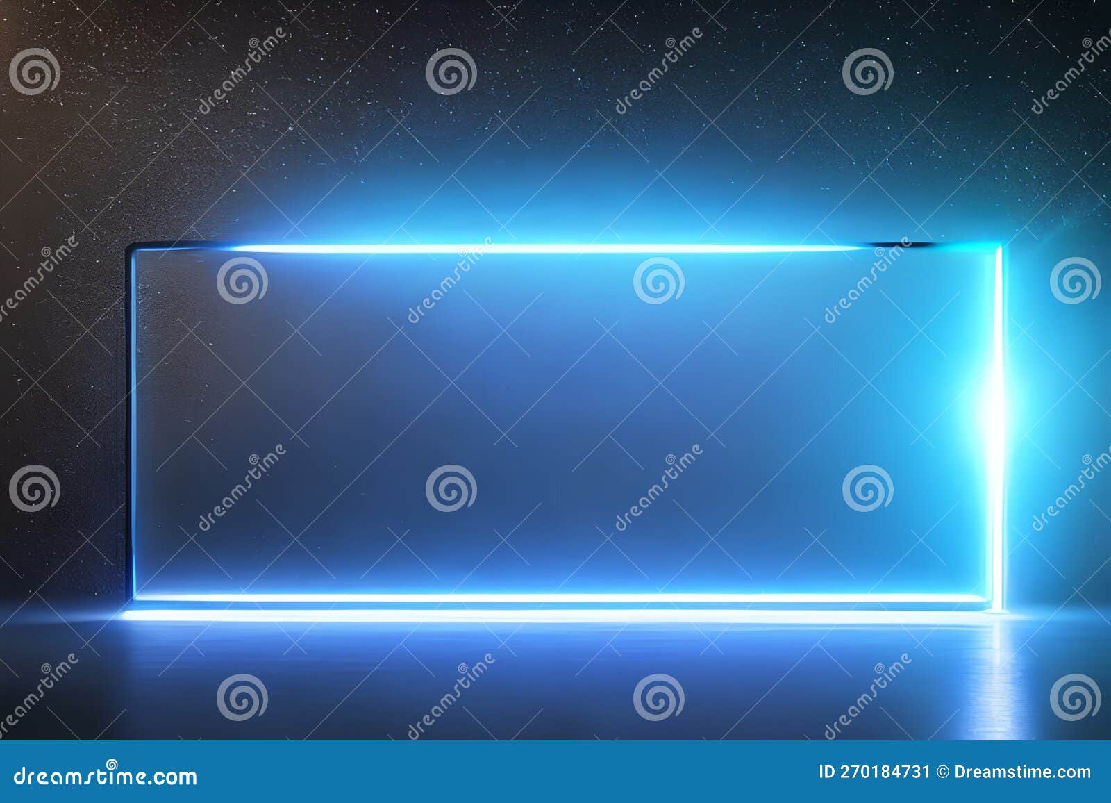 Bright Blue Rectangle Standing Neon Light Backdrop and Background Stock ...