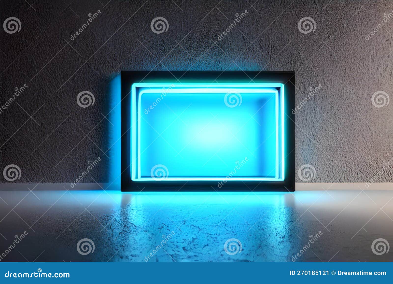 Bright Blue Rectangle Standing Neon Light Backdrop and Background Stock ...