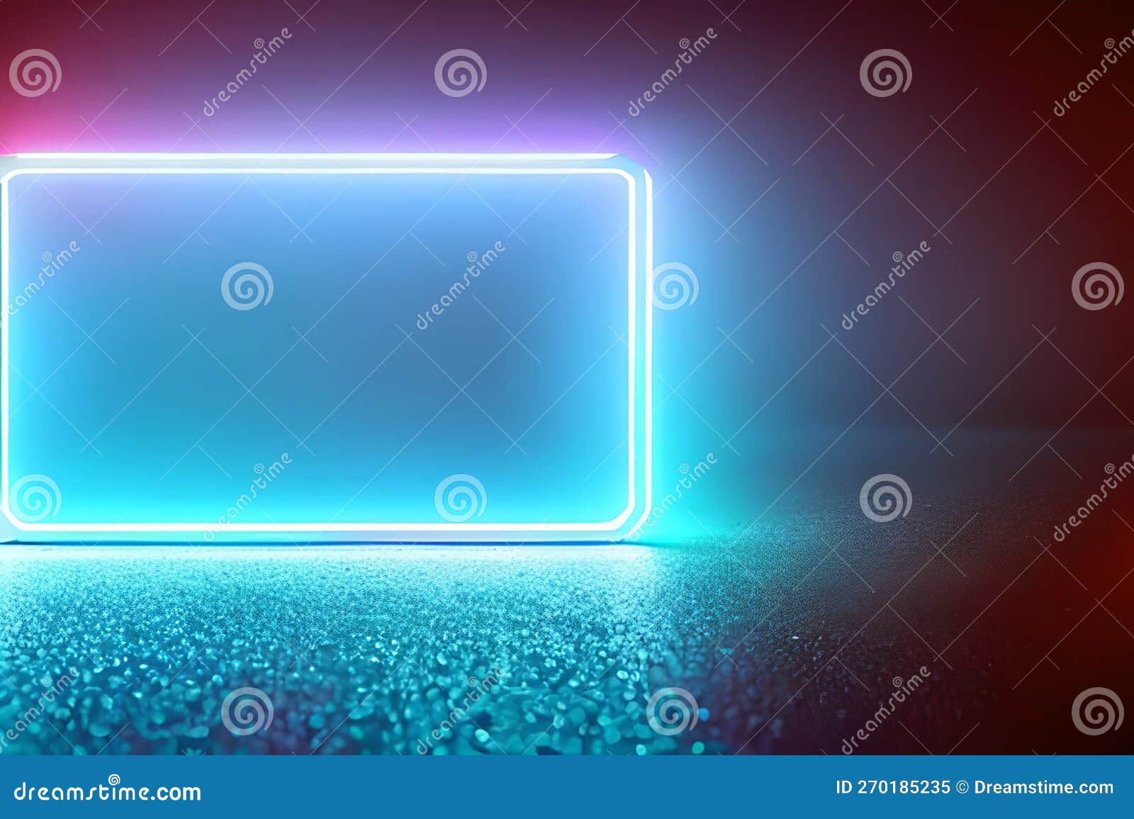 Bright Blue Rectangle Standing Neon Light Backdrop and Background Stock ...