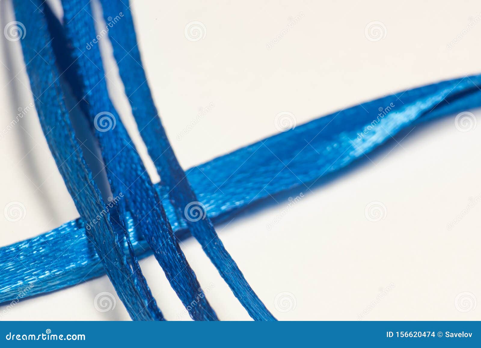 Bright Blue Ribbon Tape on a Light Background, Soft Focus Stock Photo ...