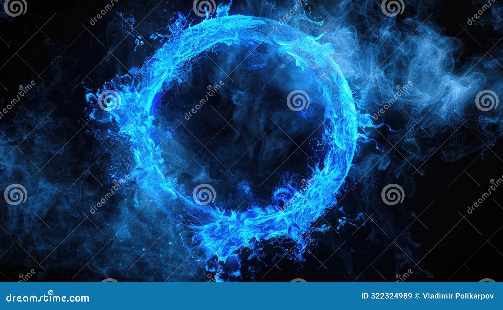 A Bright Blue Ring of Fire on a Black Background Stock Image - Image of ...