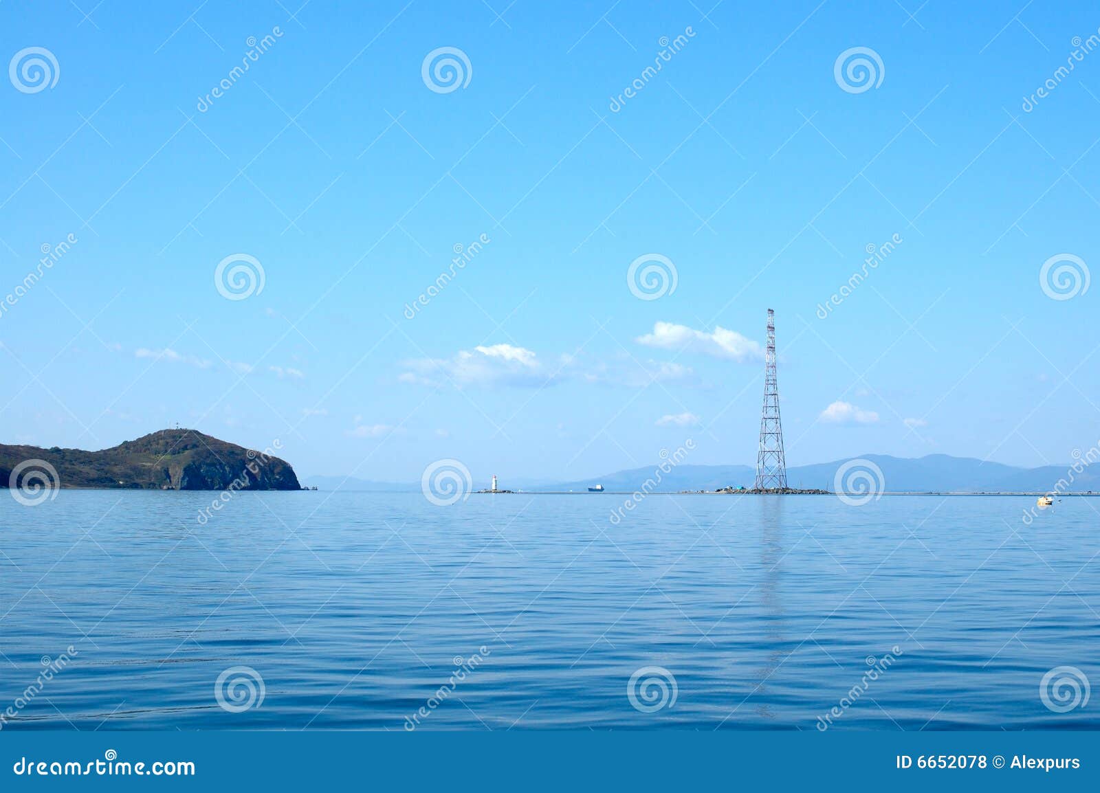 Bright blue sea scenery. stock photo. Image of land, shore - 6652078