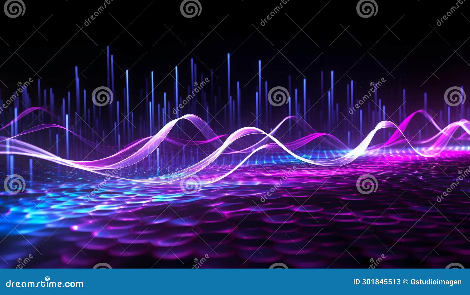 Bright Blue Sine Wave Pattern on Abstract Backdrop Generated by AI ...