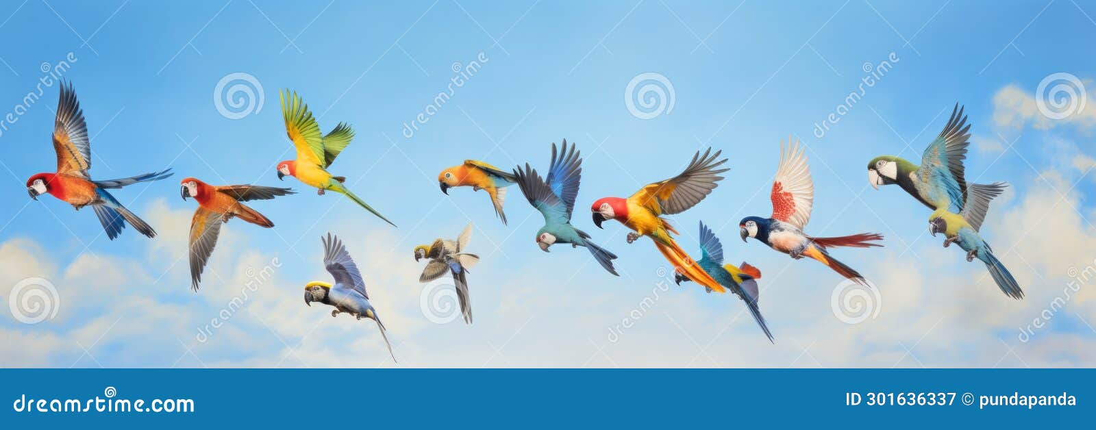 Parrots Banner Vector Illustration. Hello And Welcome. Birds Sitting On ...