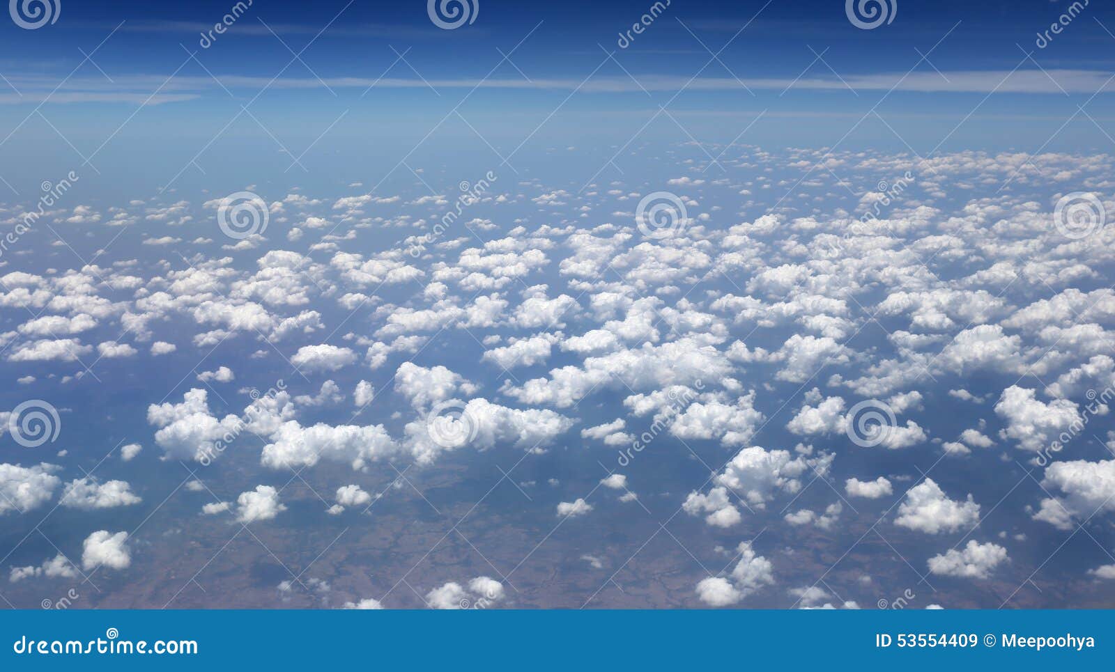Bright Blue Sky in High View and White Clouds. Stock Image - Image of ...