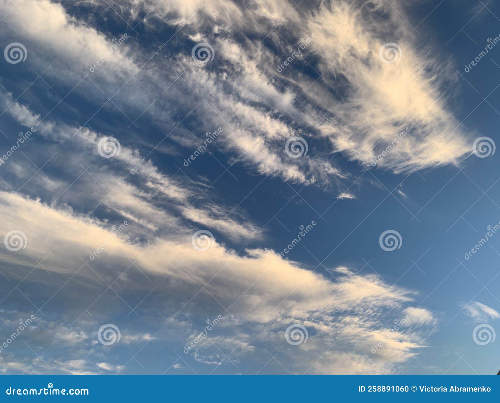 Bright Blue Sky with Scattered Clouds. Sky for Background Stock Photo ...