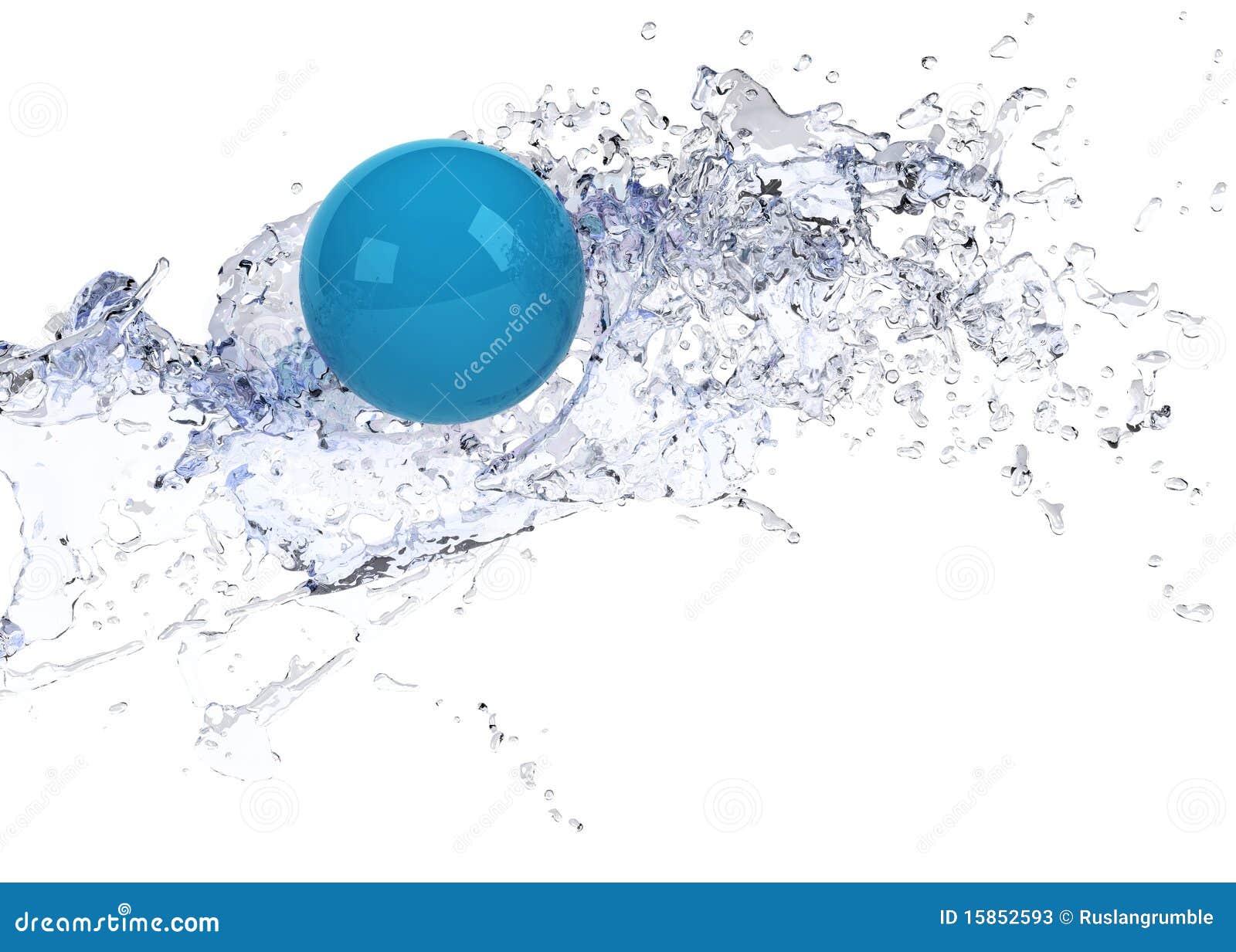 Bright Blue Sphere in Water Splash Stock Illustration - Illustration of ...