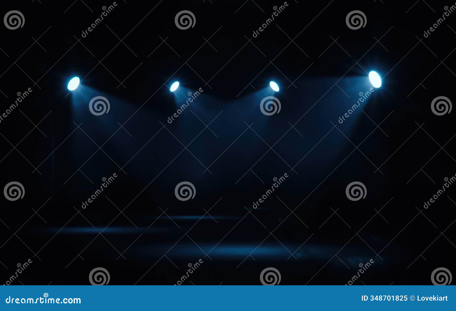 Bright Blue Stage Lights Illuminate a Dark Performance Space for a ...