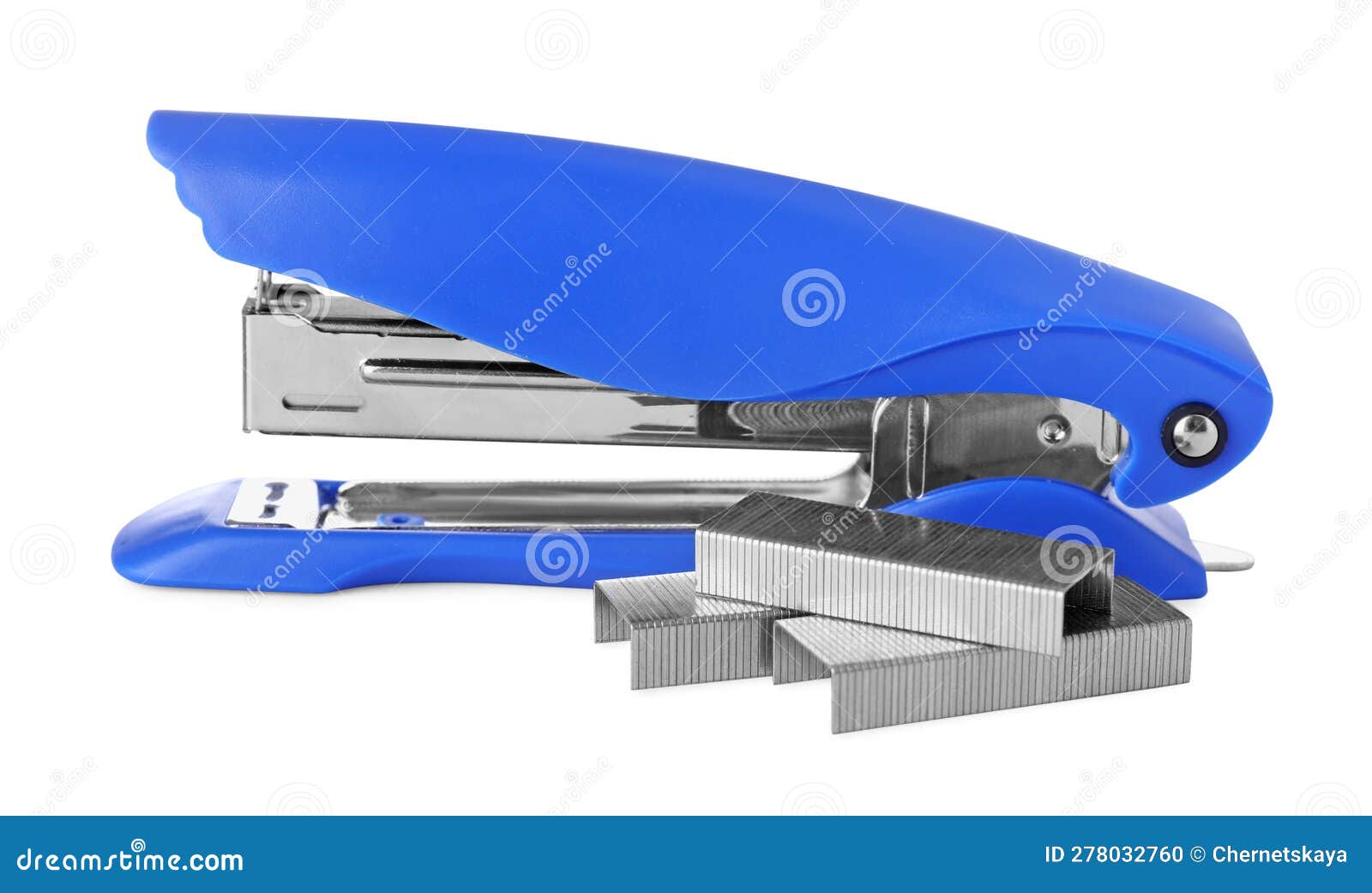 Bright Blue Stapler with Staples Isolated on White Stock Photo - Image ...