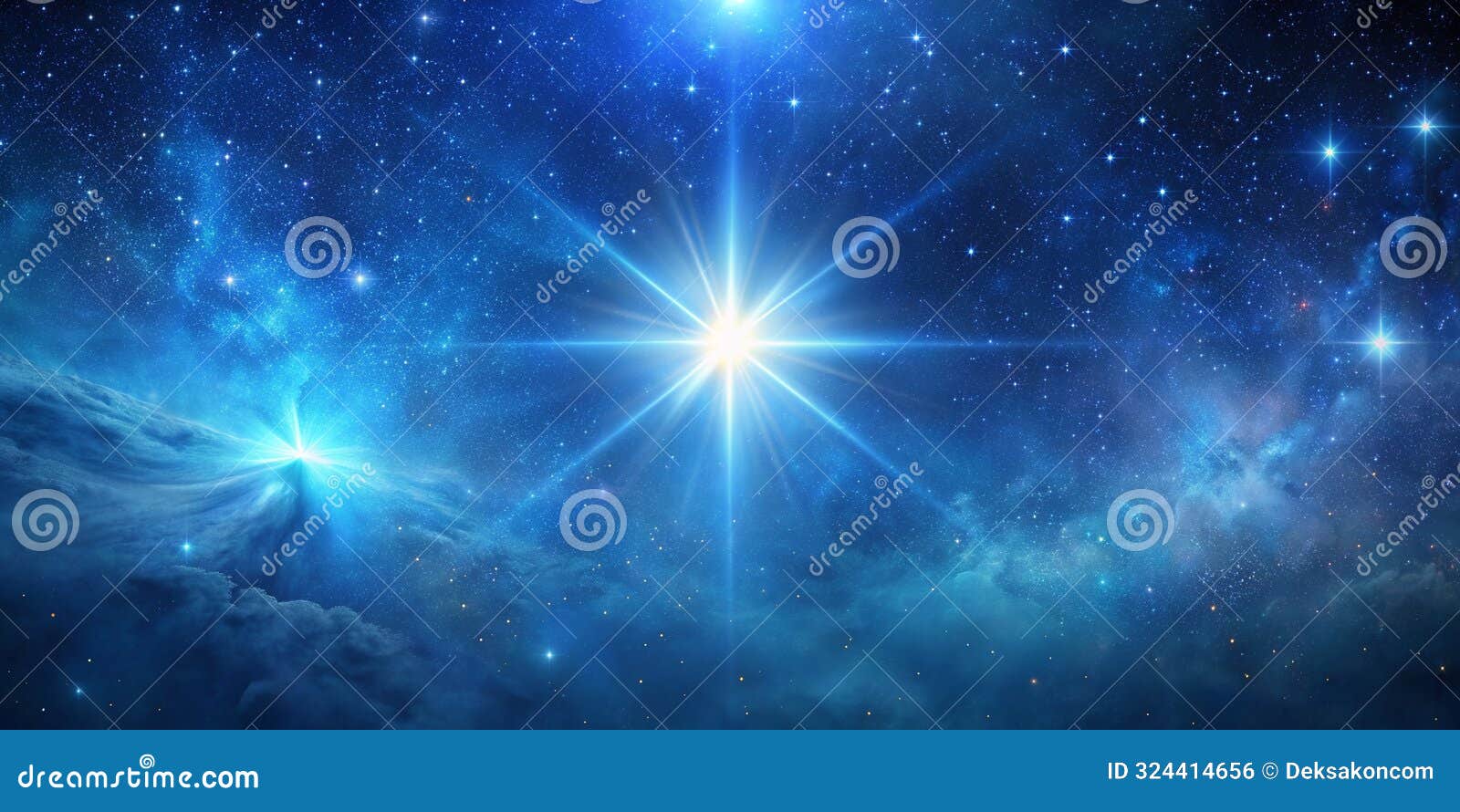 Bright Blue Star Shining in Deep Space Stellar Explosion Behind Star ...