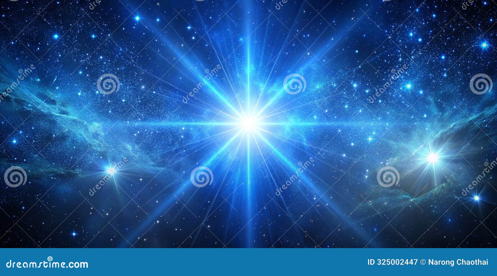 Bright Blue Star Shining in Deep Space Stellar Explosion Behind Star ...