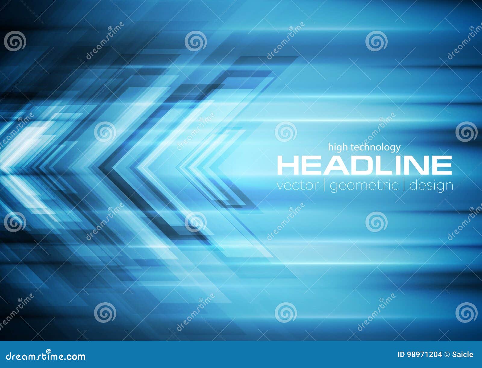 Bright Blue Tech Background with Arrows and Stripes Stock Vector ...