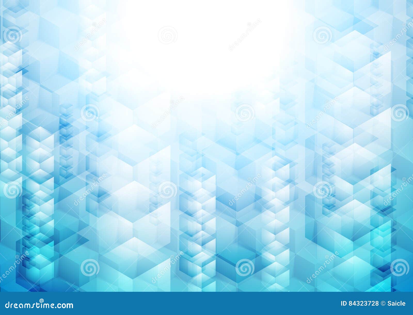 Bright Blue Tech Geometric Background with Cubes Stock Vector ...