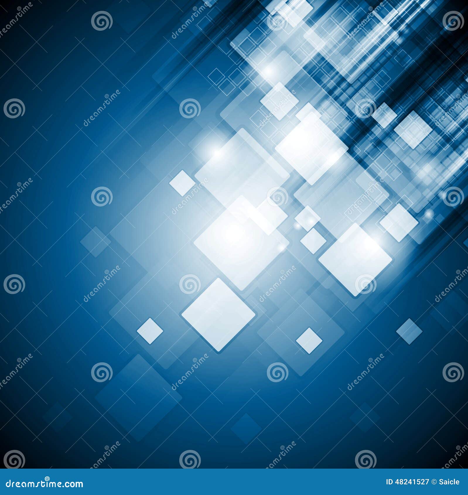 Bright Blue Tech Squares Background Stock Vector - Illustration of ...