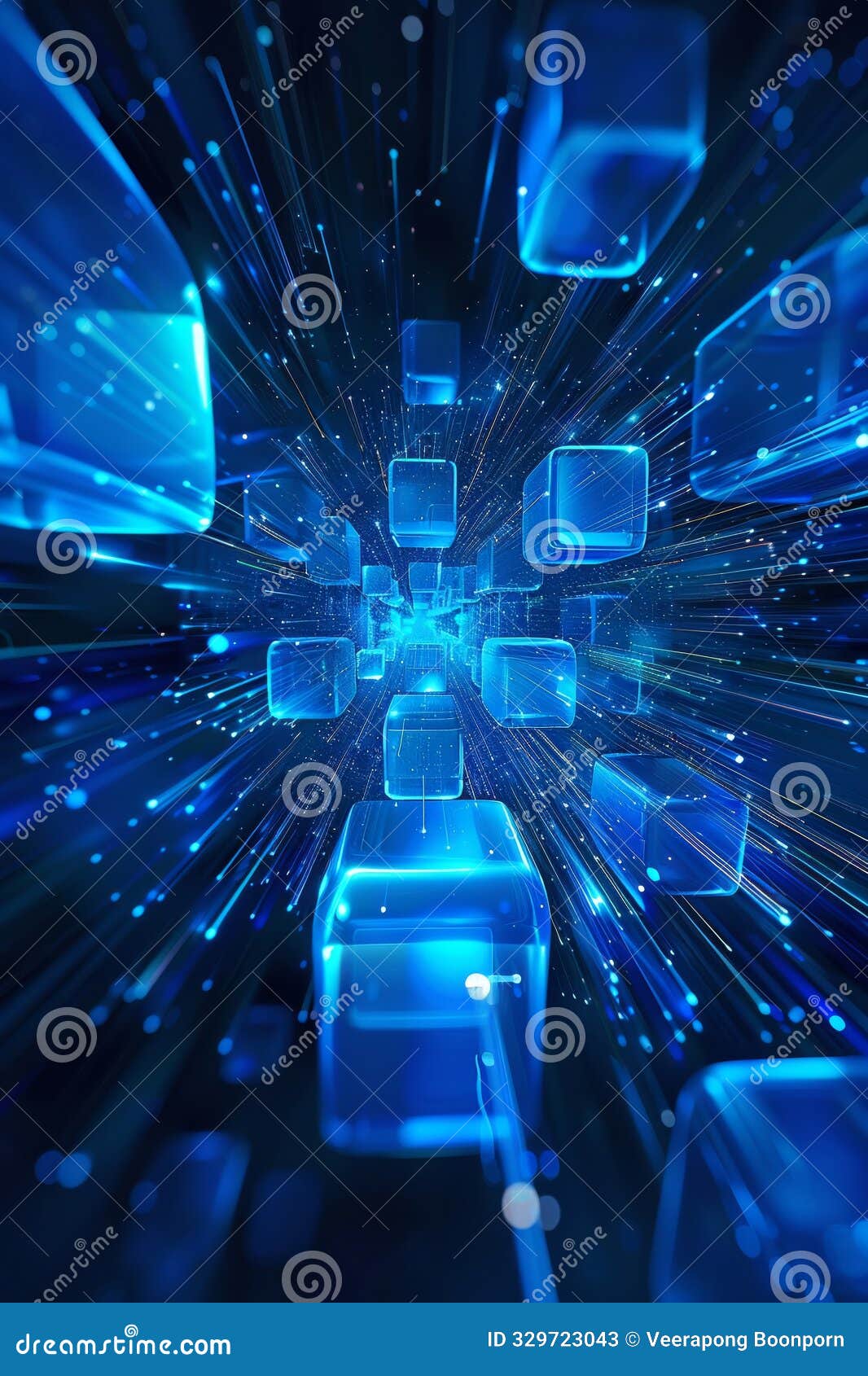 Bright Blue Technology Background, Rounded Squares, Clean and Dynamic ...