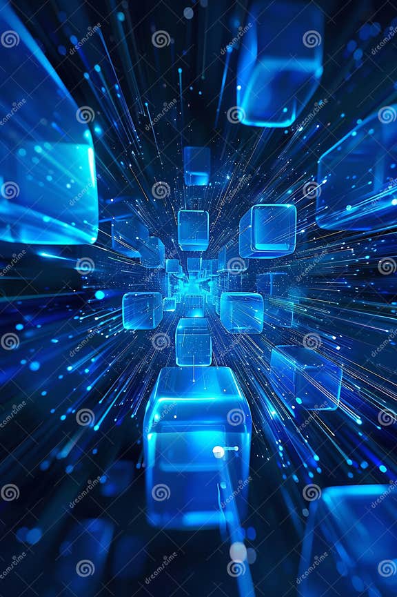 Bright Blue Technology Background, Rounded Squares, Clean and Dynamic ...