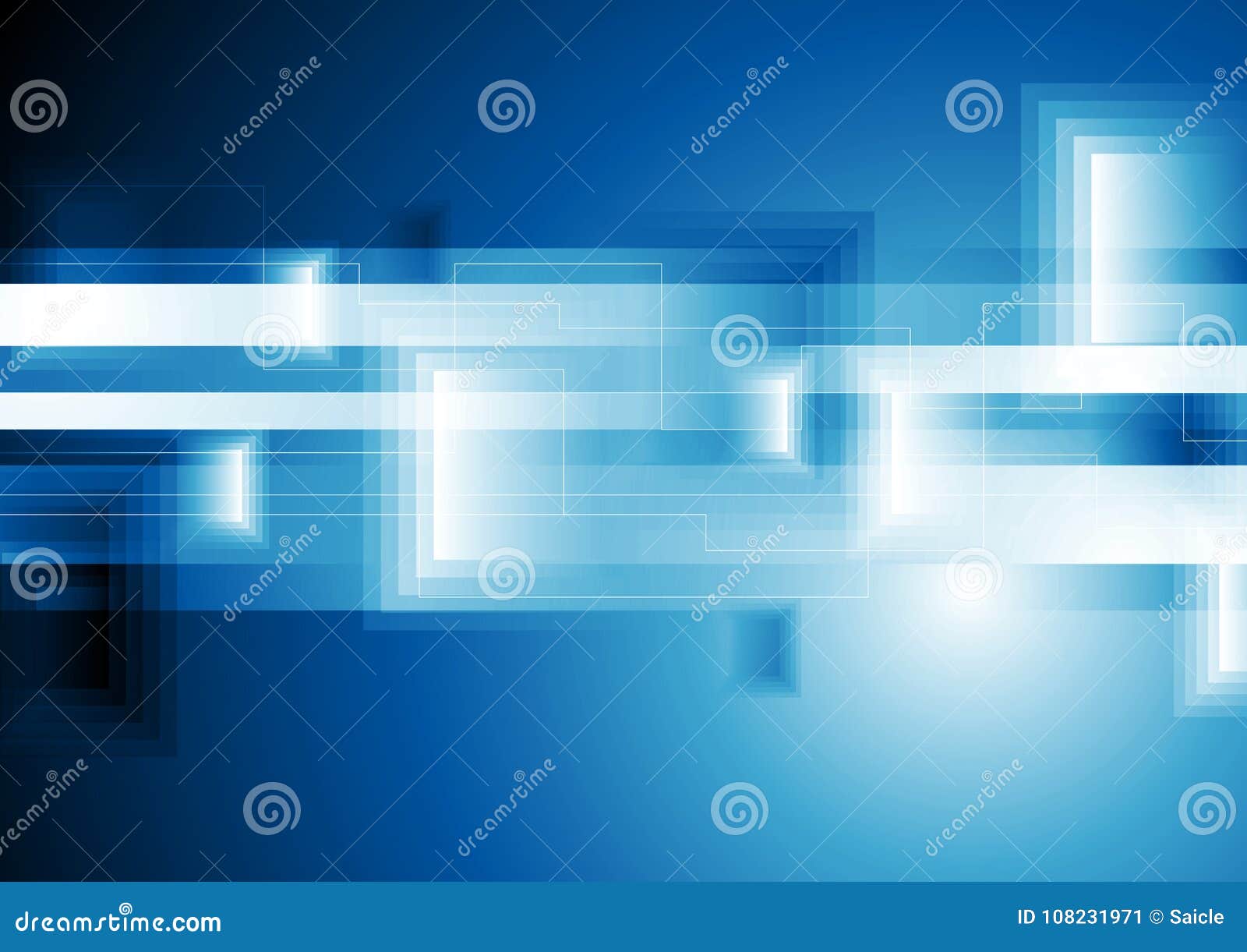 Bright Blue Technology Geometric Squares Background Stock Vector ...