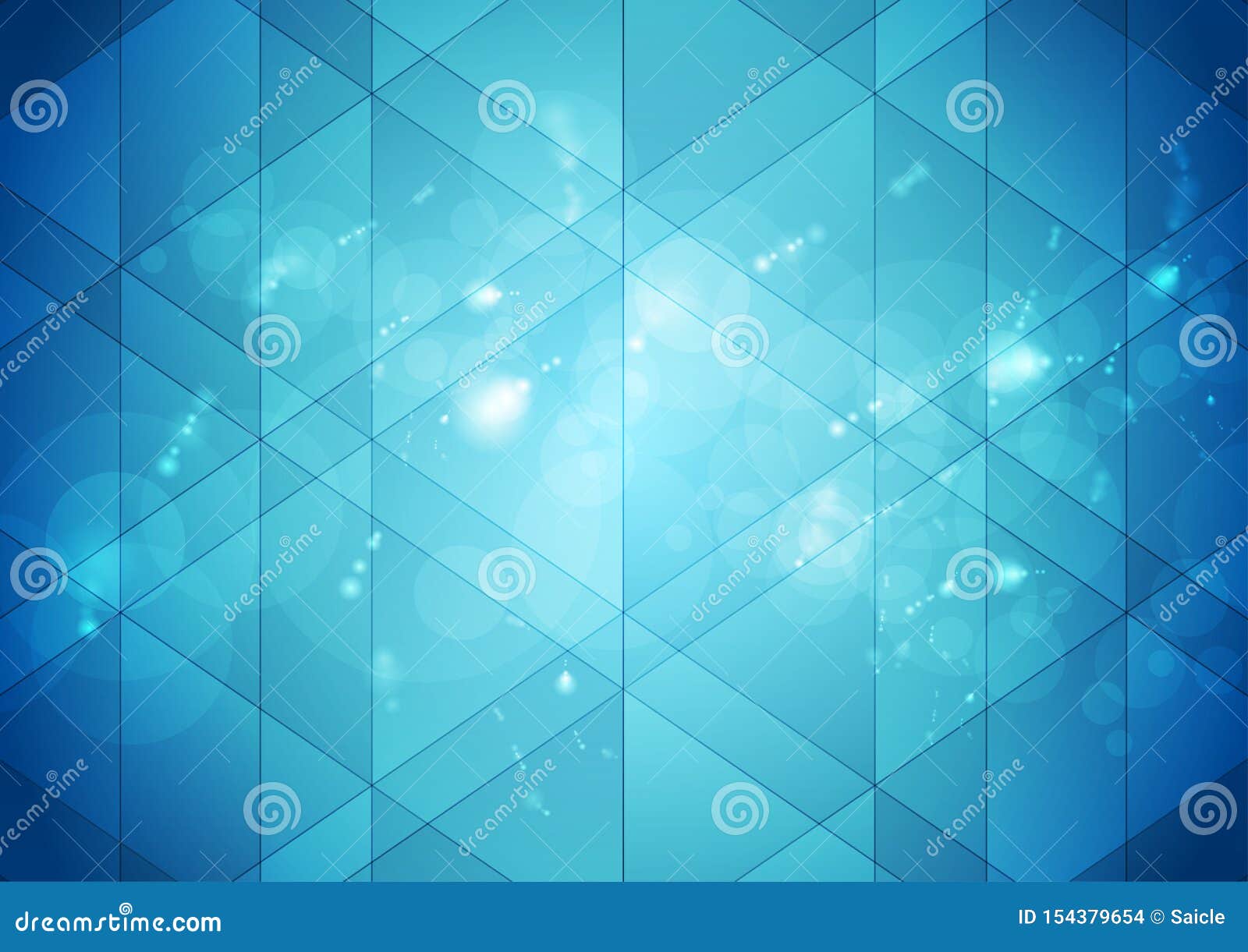 Bright Blue Shiny Bokeh and Low Poly Abstract Tech Background Stock ...