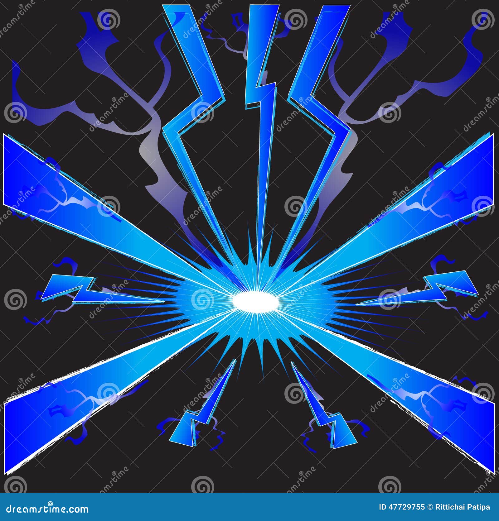 Bright blue thunderbolt stock vector. Illustration of communication ...