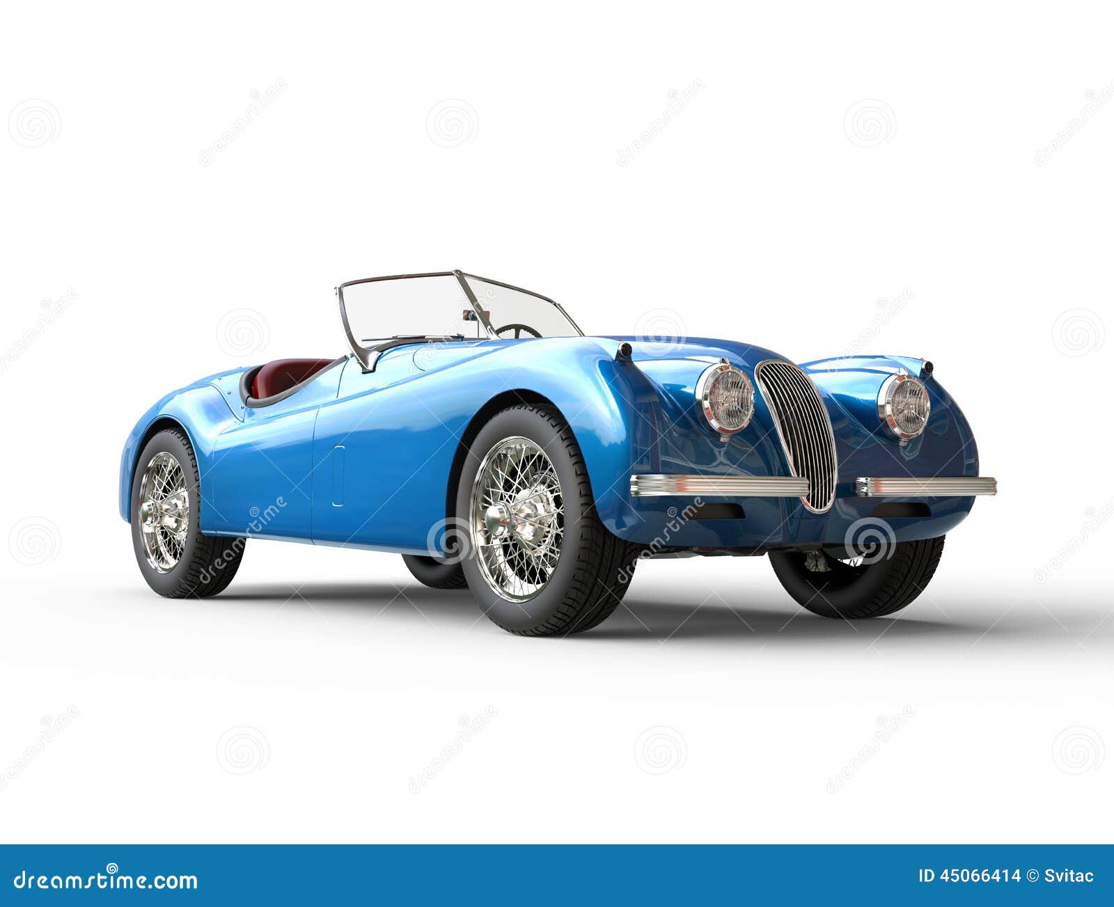 Bright Blue Vintage Car on White Background Stock Illustration ...