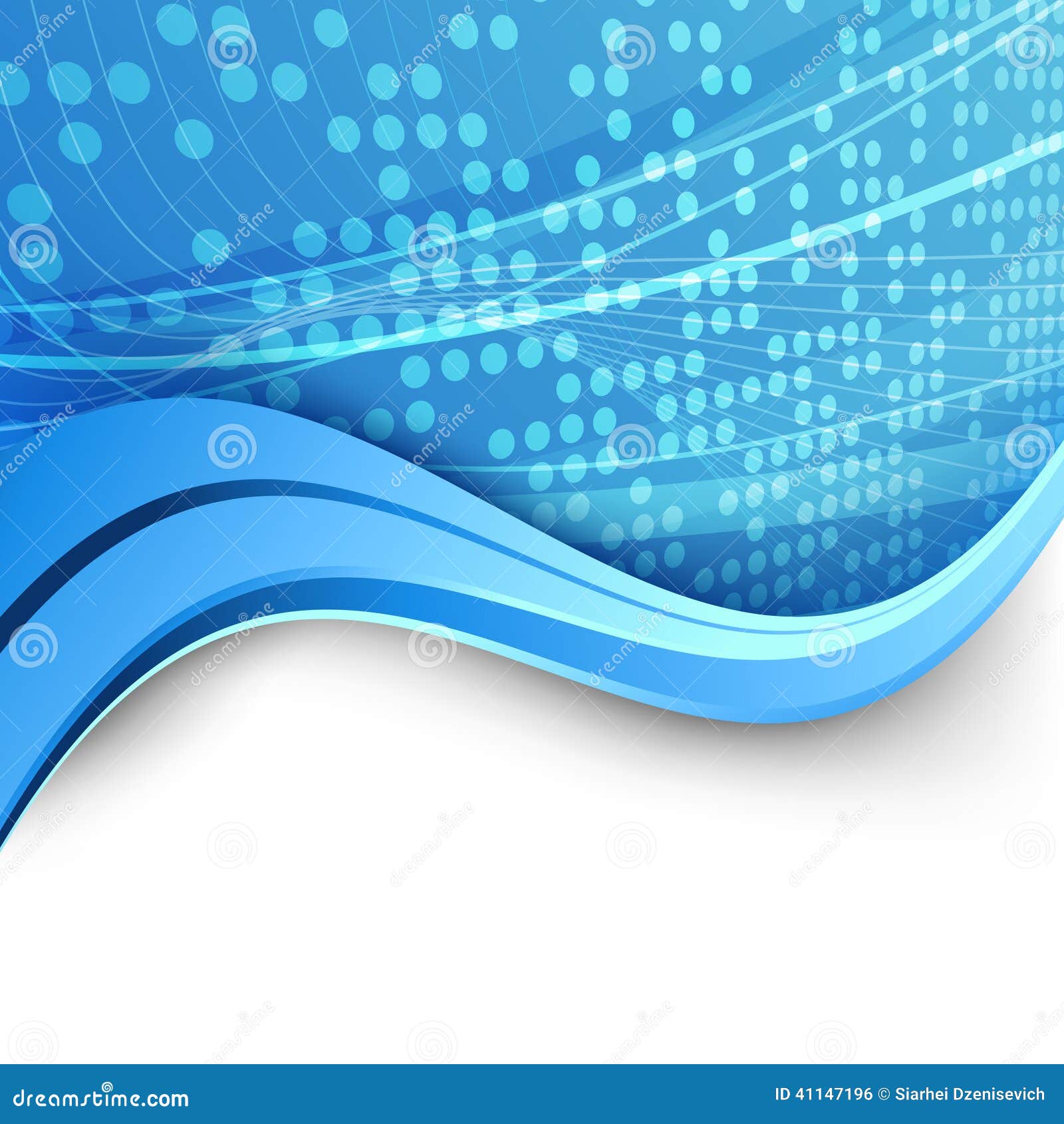 Bright Blue Wave Dotted Background Lines Stock Vector - Illustration of ...