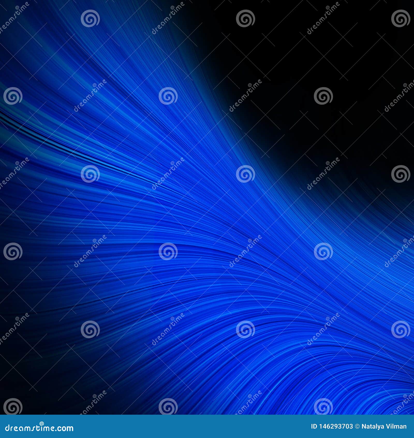 Bright Blue Wavy Lines on a Black Background. Abstract Illustration ...