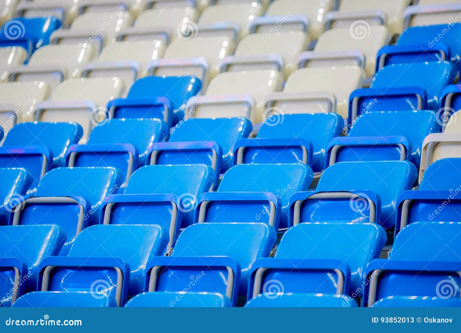 Bright Blue and White Stadium Seat Stock Image - Image of blue, broken ...