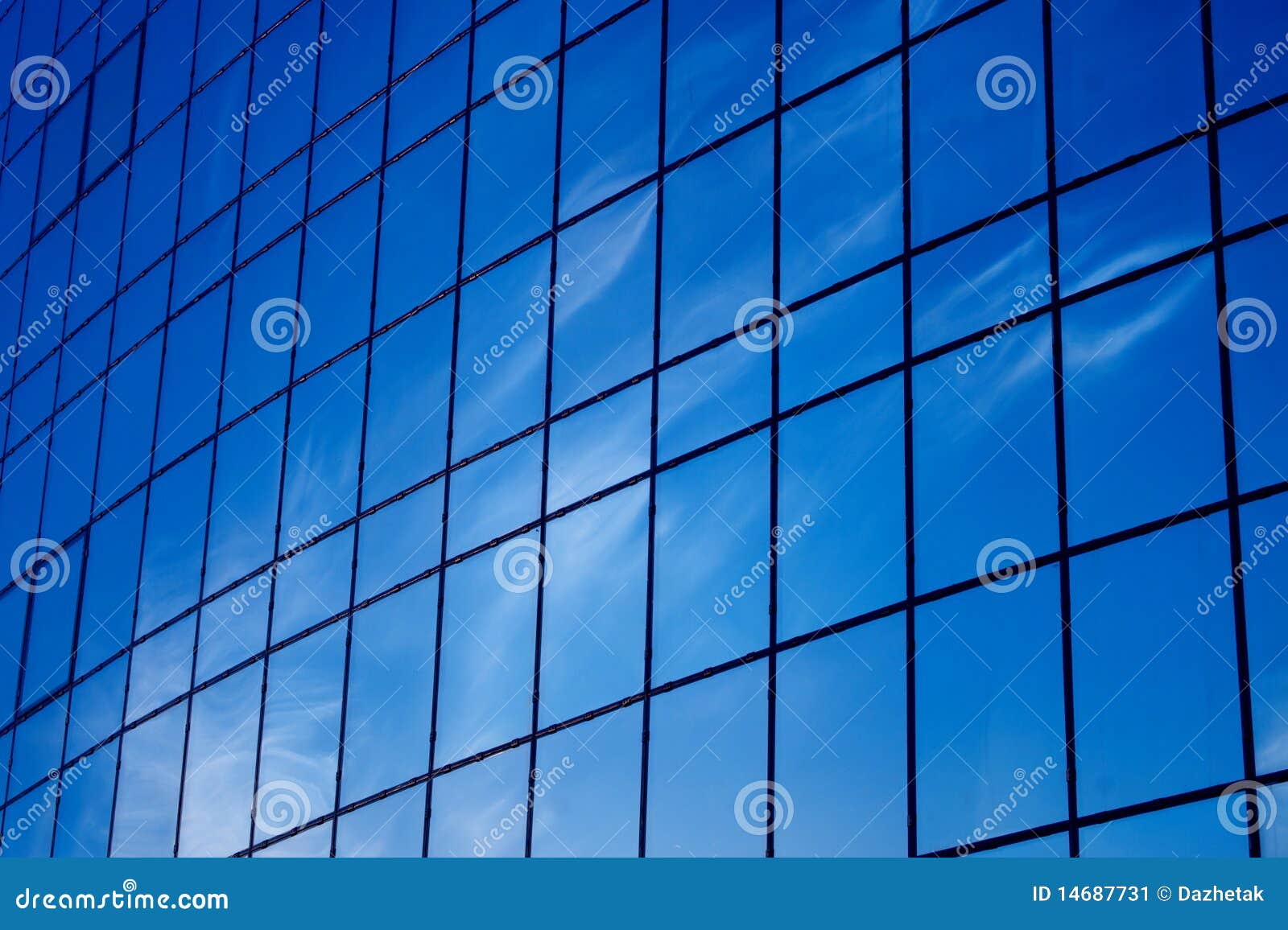 Bright Blue Windows Reflections Stock Image - Image of cloud, work ...