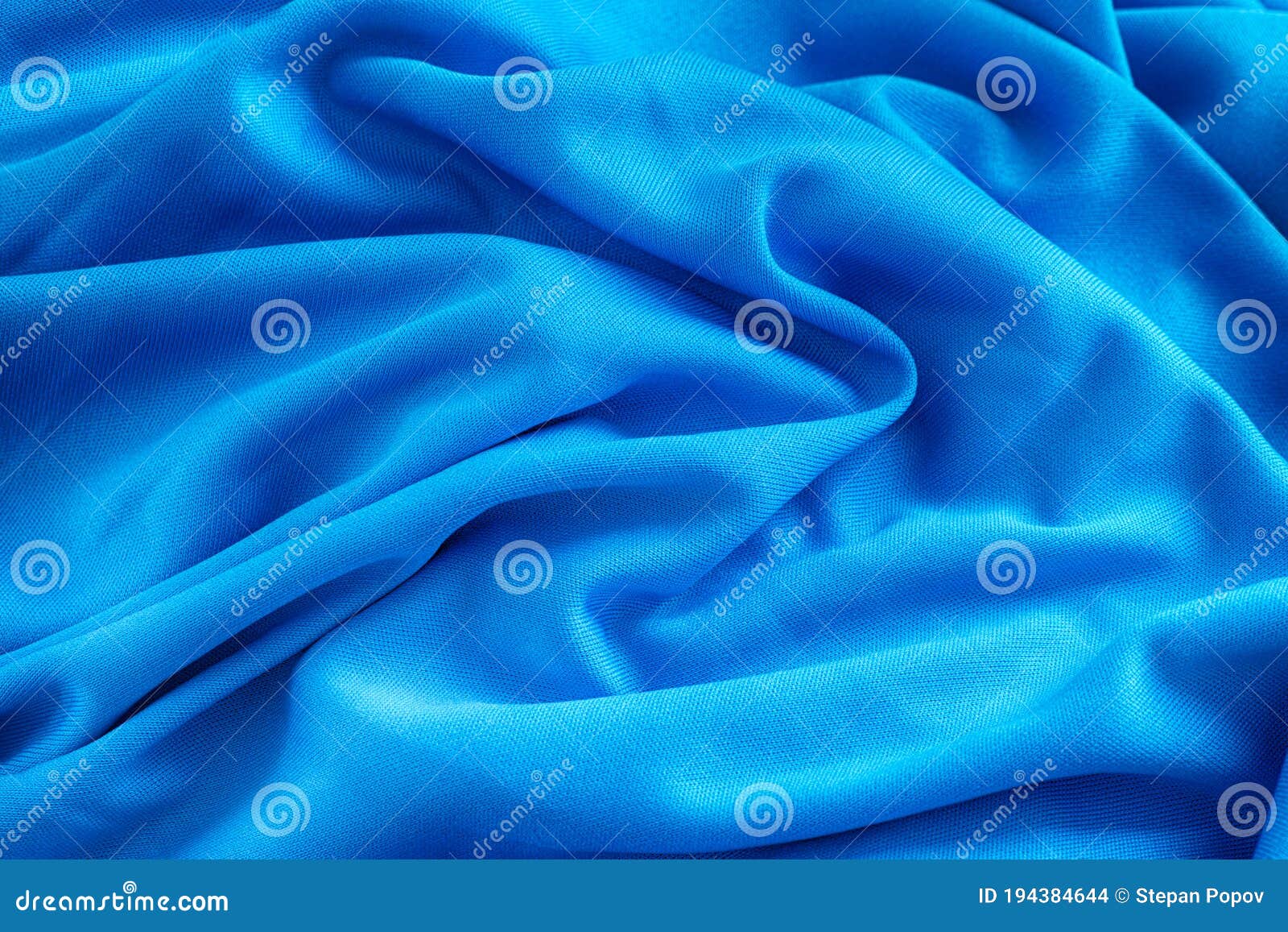 Bright Blue Wrinkled Fabric Texture Background Stock Photo - Image of ...