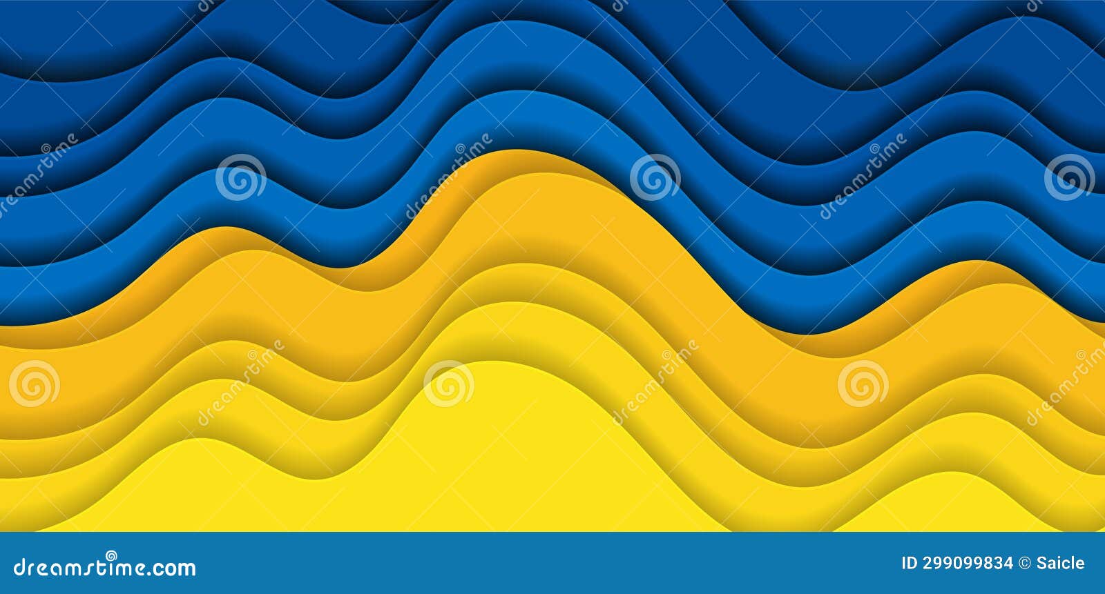 Bright Blue Yellow Material Waves Abstract Elegant Background Stock ...