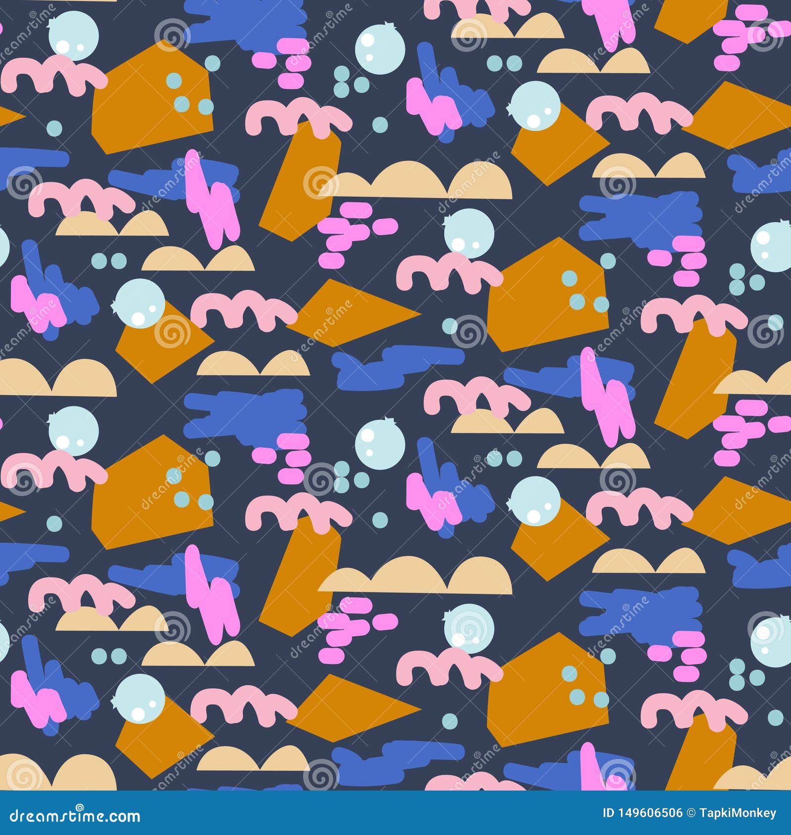 Bright Bold Abstract Shapes Seamless Vector Pattern. Stock Vector ...