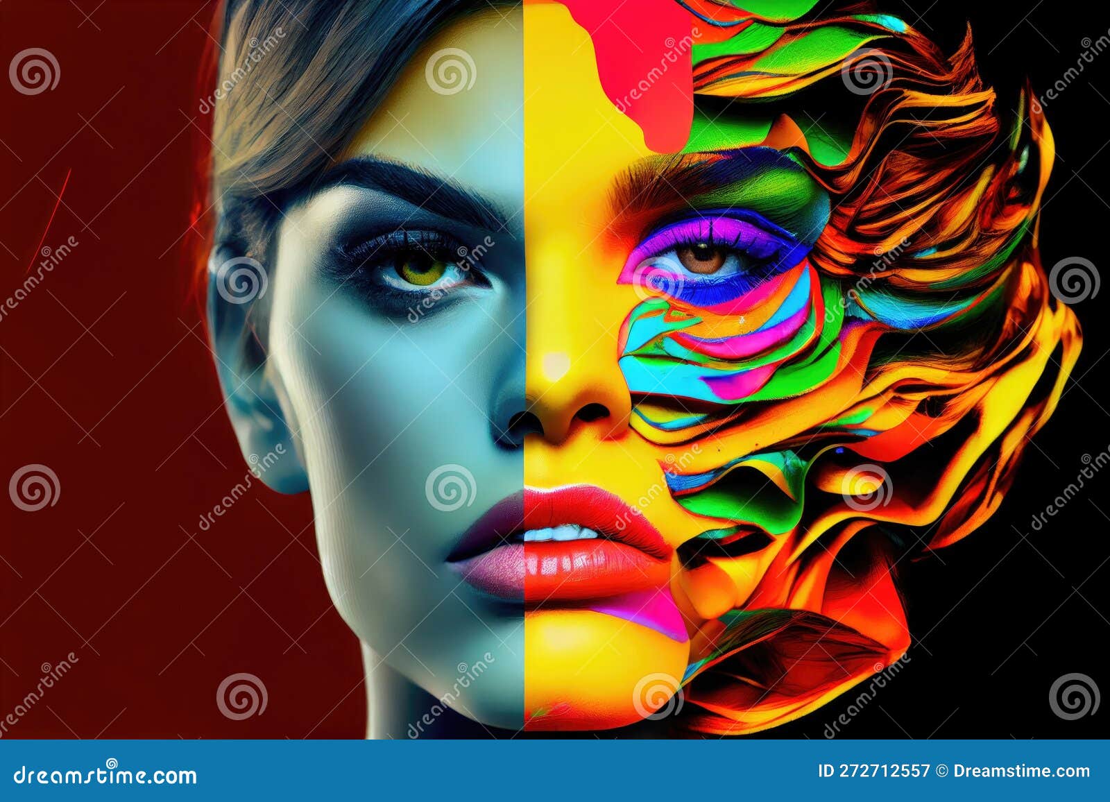 Bright and Bold Face Collage with Contrasting Colors Stock Image ...