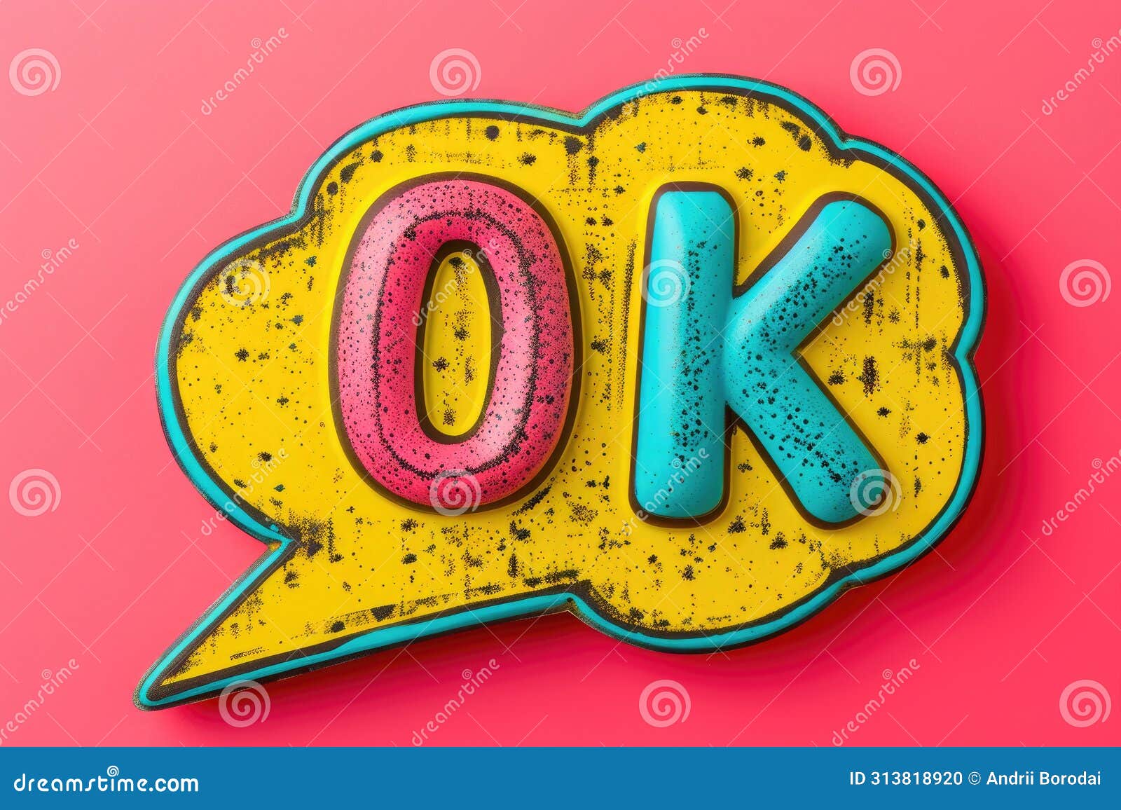 Bright and Bold OK Hand Lettering Design. Stock Illustration ...
