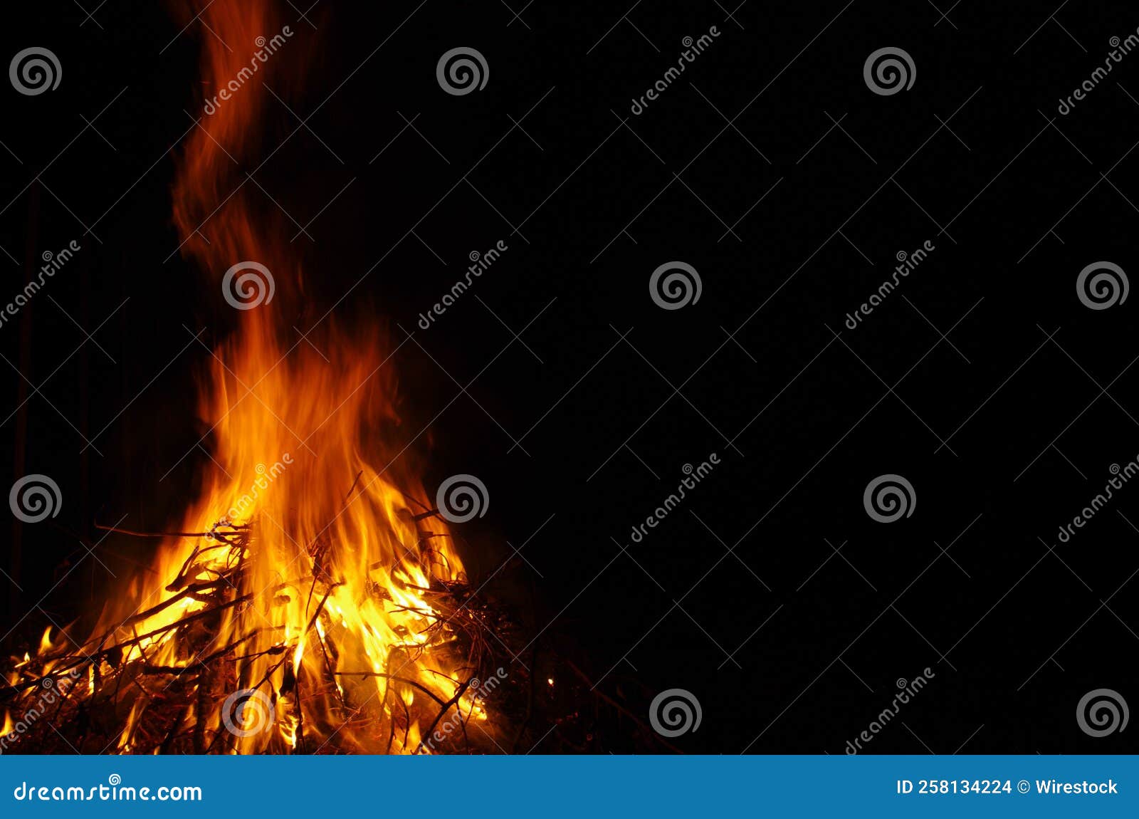 Bright Bonfire Lit in the Dark Stock Photo - Image of flame, night ...