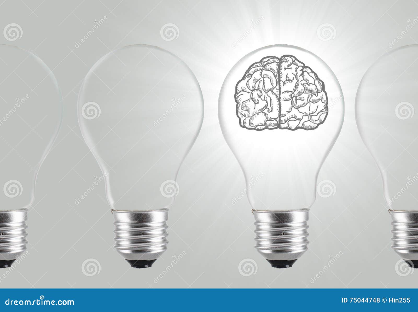 Bright Brain Idea Bulb Cocept Creative Stock Photo - Image of glowing ...