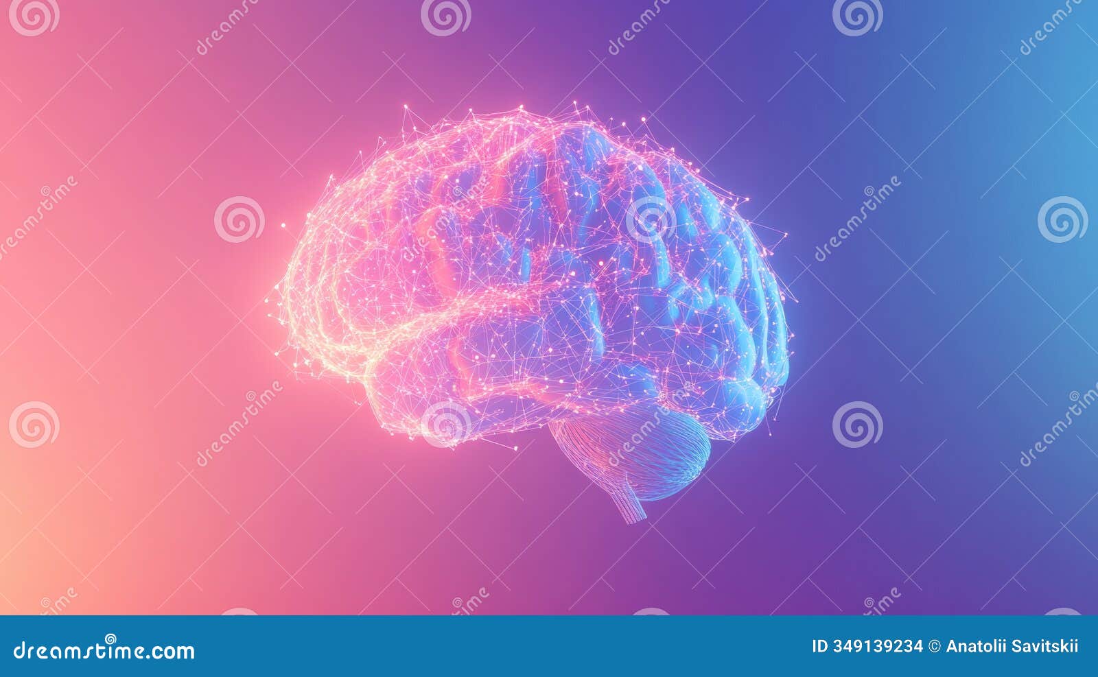 A Bright Brain Structure of Glowing Points and Lines Symbolizes ...