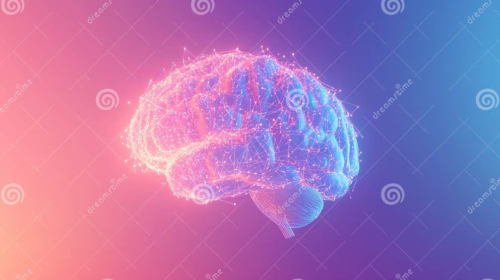 A Bright Brain Structure of Glowing Points and Lines Symbolizes Knowledge and Creativity ...