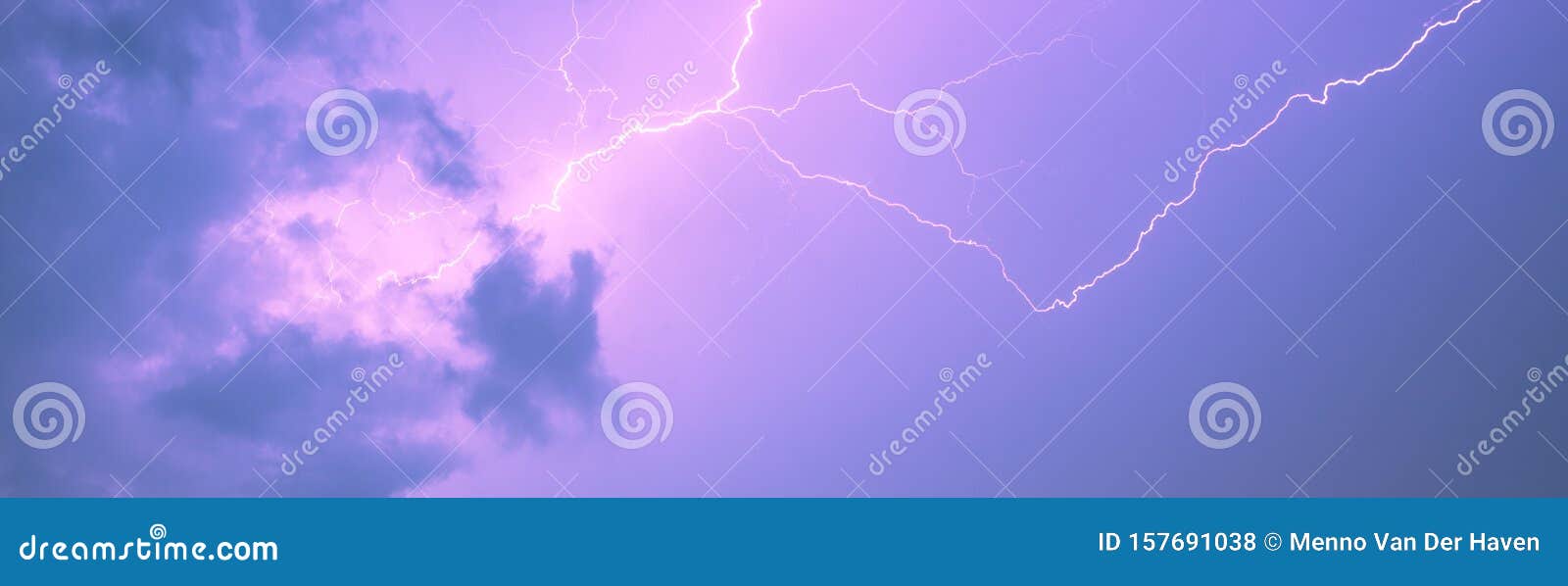 Bright Branched Lightning Bolt High Up in the Sky Stock Photo - Image ...