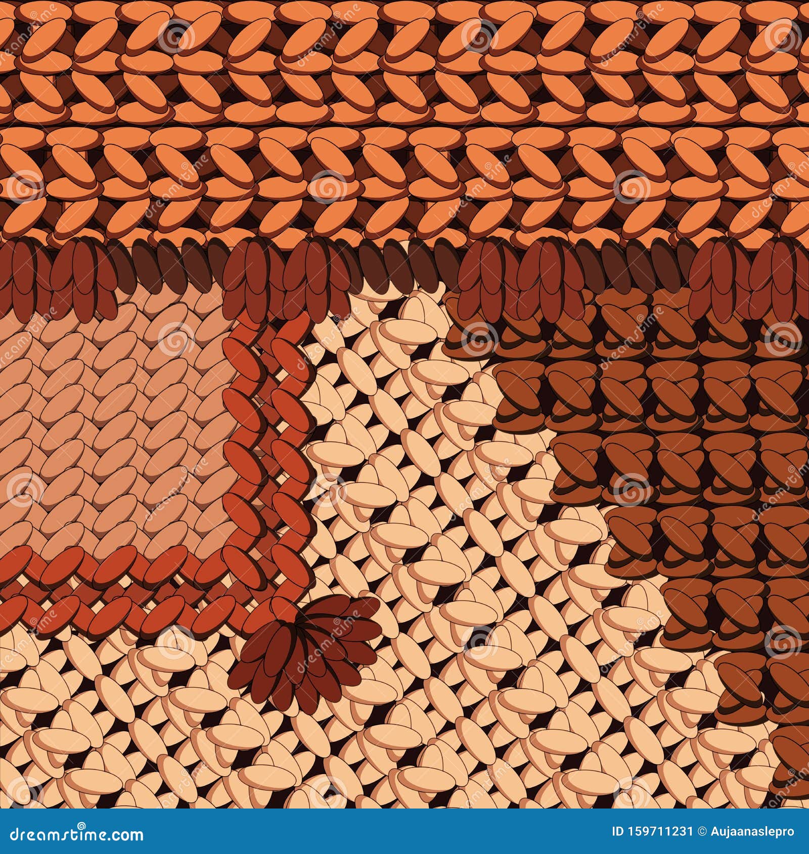 Bright Brown and Beige Knitted Pattern Stock Illustration ...