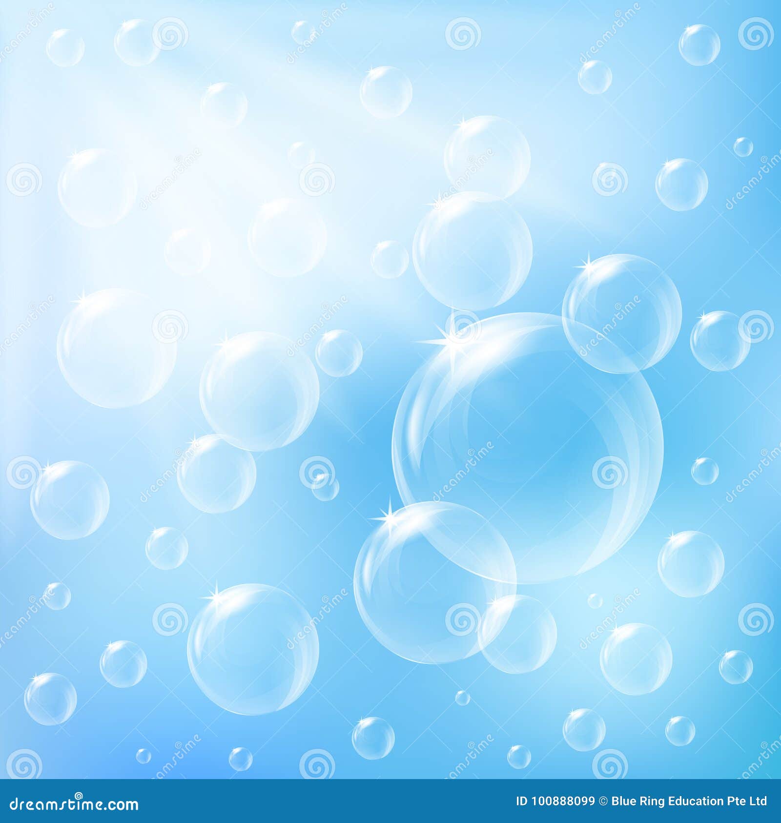 Bright Bubbles Floating on Blue Background Stock Vector - Illustration ...