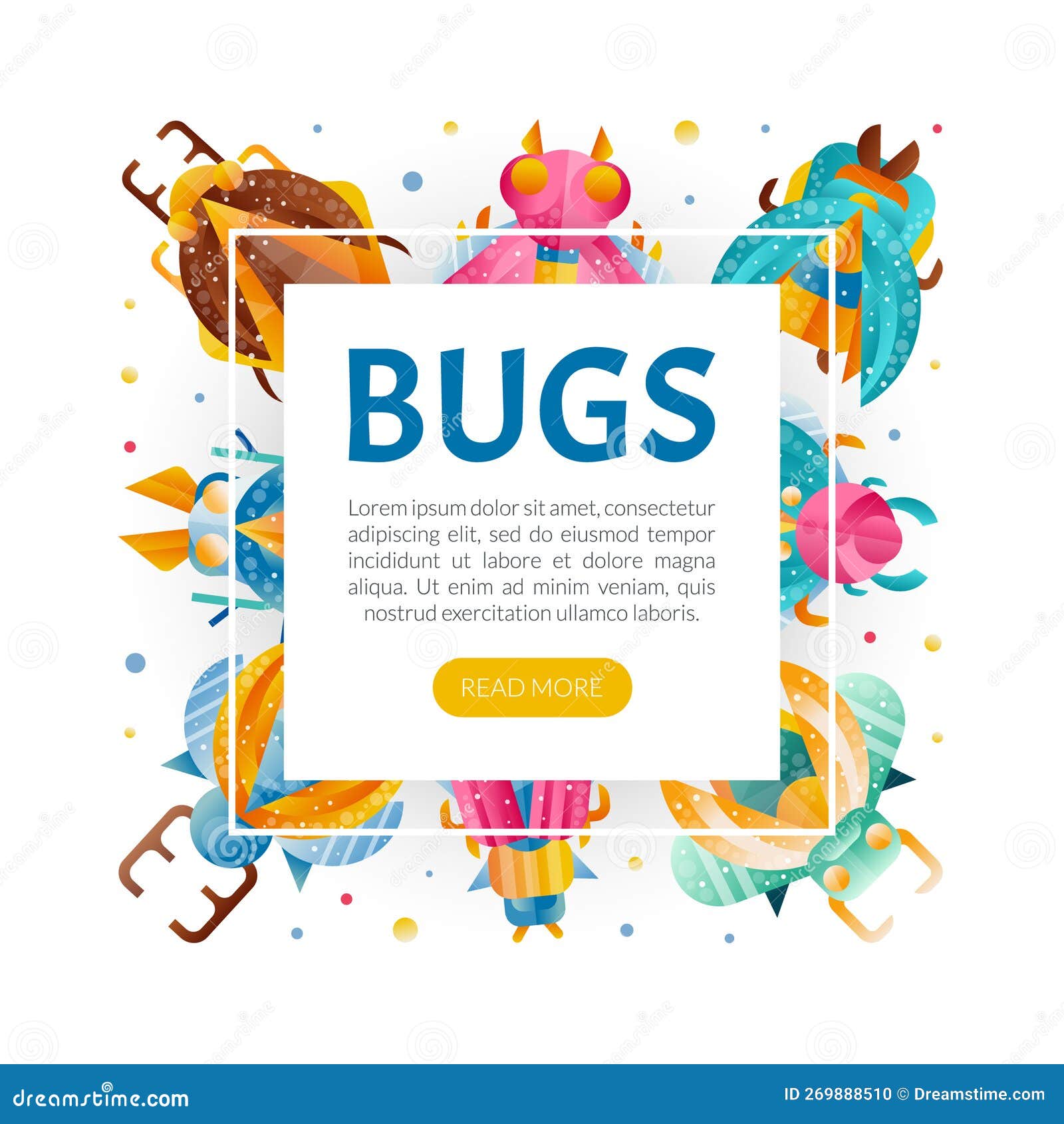Bright Bugs and Beetle Insect with Wings Vector Design Template Stock ...