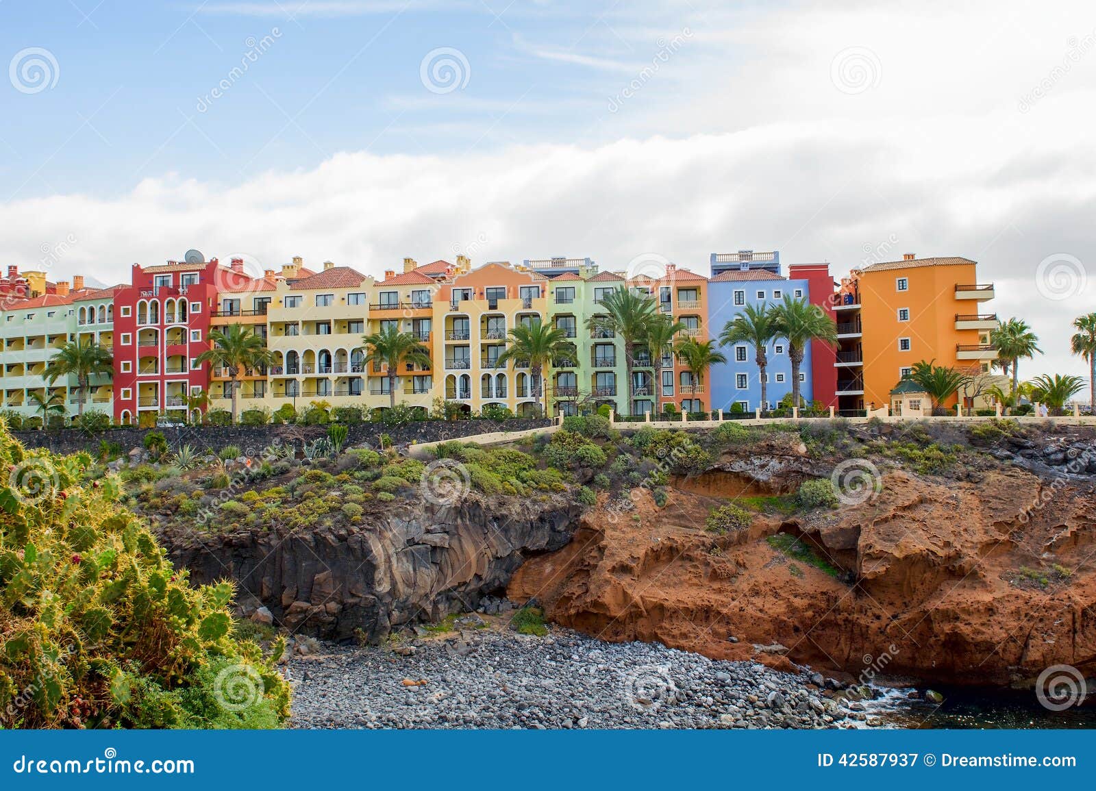 Bright Building on the Mountain Stock Image - Image of landscape ...