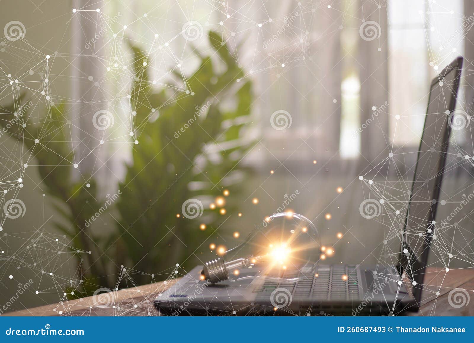 A Bright Bulb is Placed on the Notebook Computer. Ideas Inspired by ...